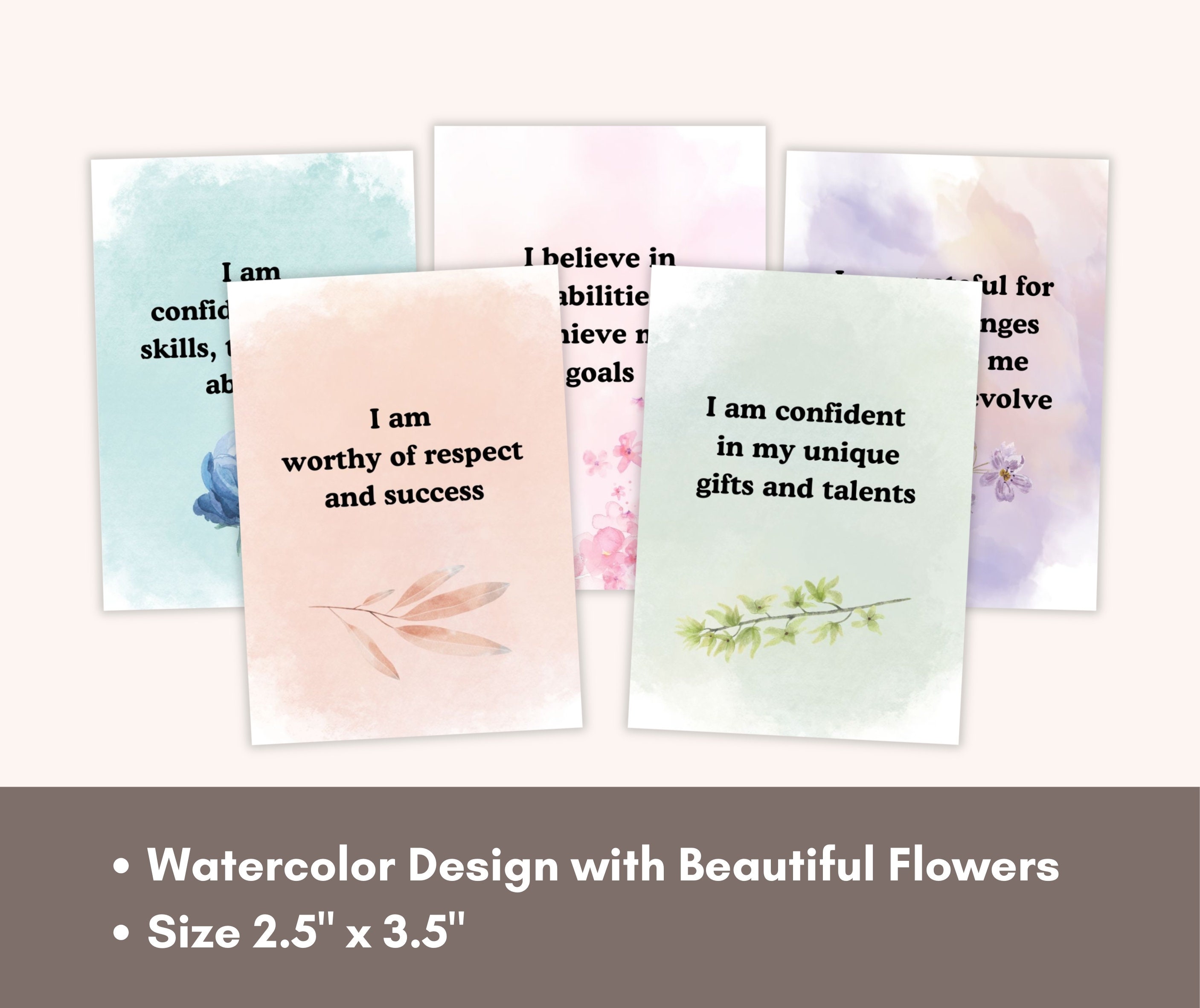Confidence Success Watercolor Affirmation Cards, Positive Powerful ...
