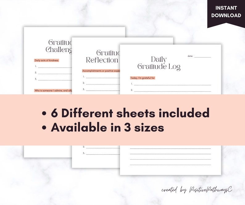 Self-reflection Gratitude Journal Adults Printable Sheet, Daily Self ...