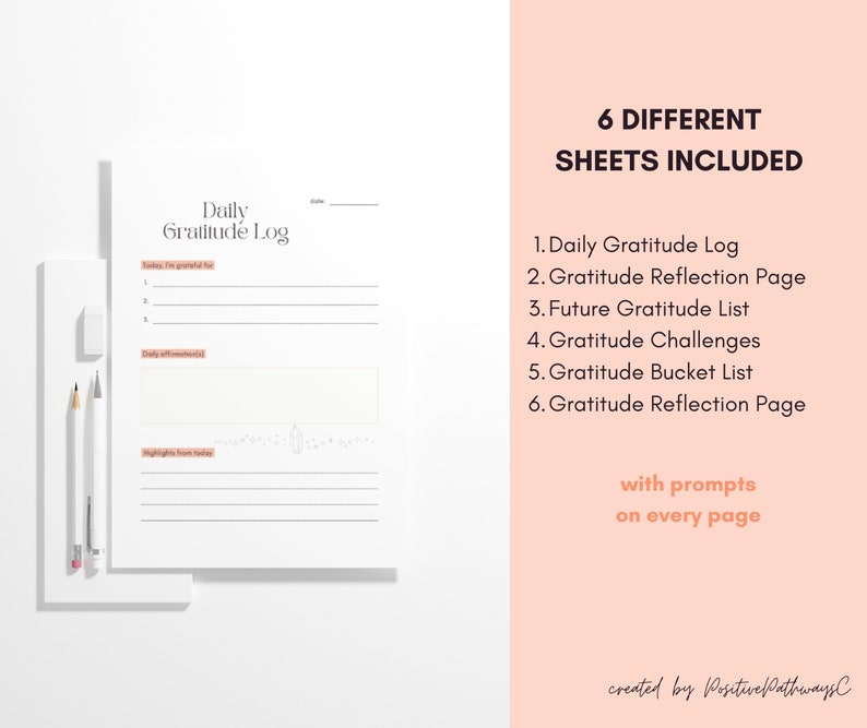 Self-reflection Gratitude Journal Adults Printable Sheet, Daily Self ...