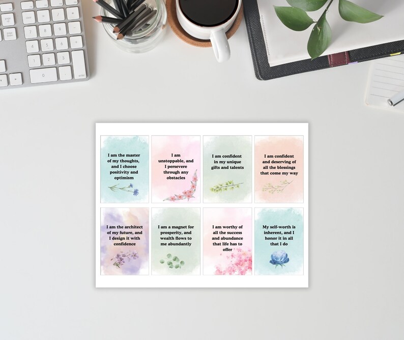 Confidence Success Watercolor Affirmation Cards, Positive Powerful ...