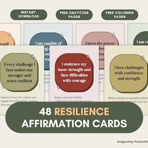 Retro Printable Resilience Affirmation Cards, Strength Resilience Daily ...