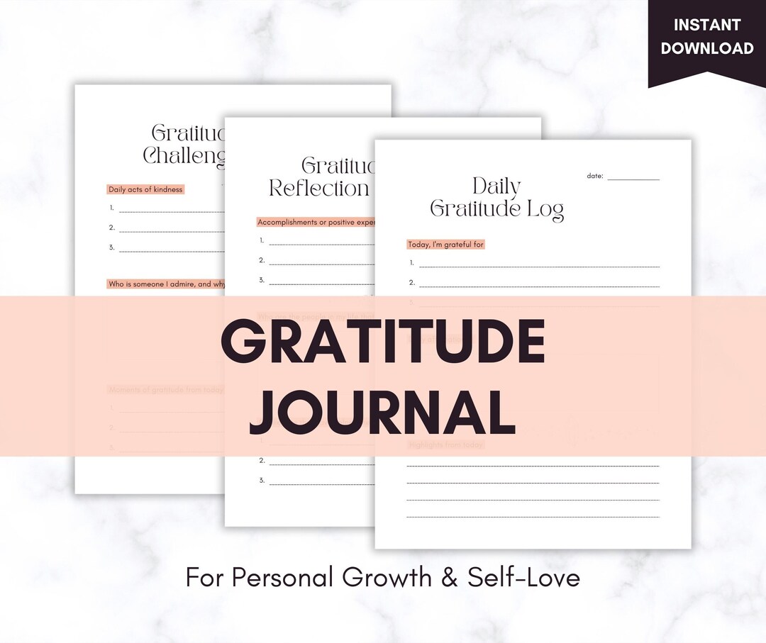 Self-reflection Gratitude Journal Adults Printable Sheet, Daily Self ...