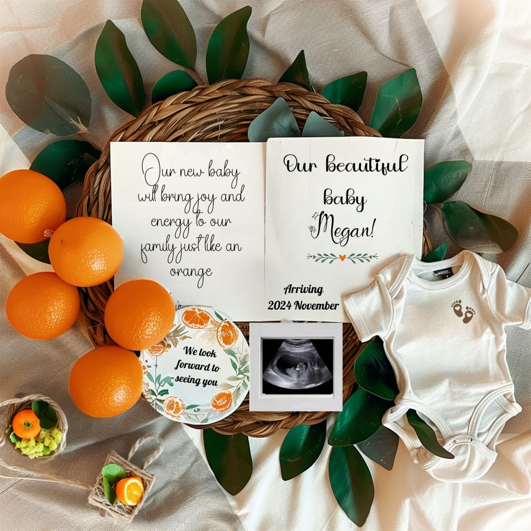 Pregnancy Announcement Digital,announcement With Oranges,birth ...