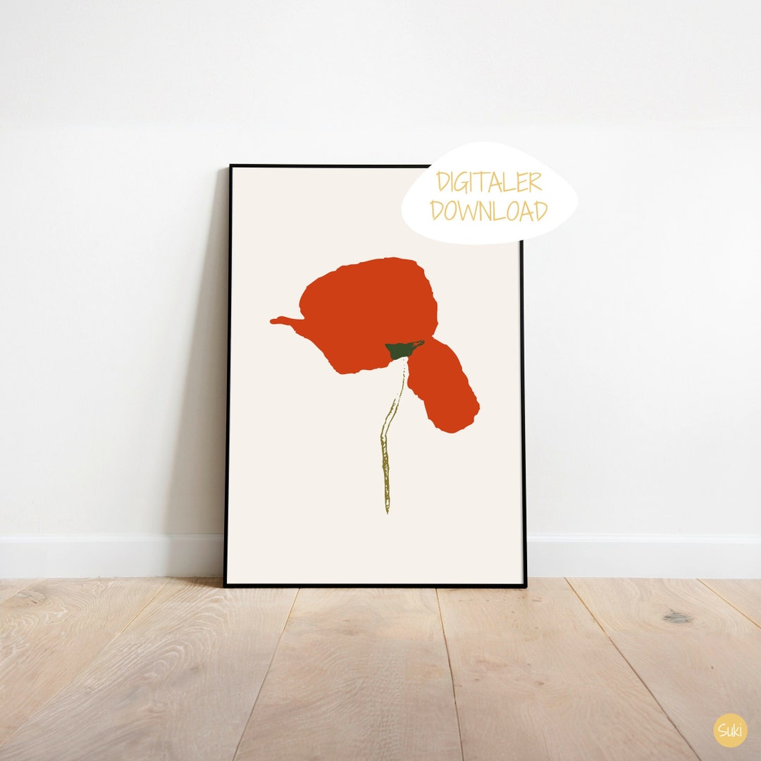 Poppy Corn Poppy Single Flower Posters Digital Poster Download Print It ...