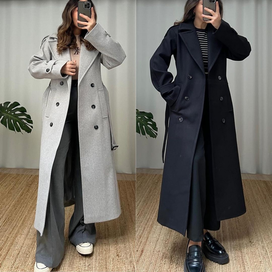 Cool Women's Gray Coat, Women's Long Coat, Gray Coat, Long Wool Blend ...