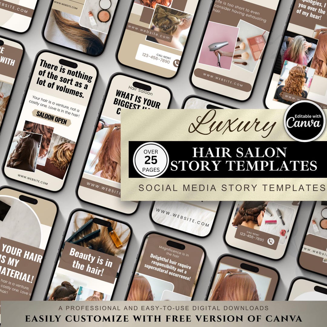 Editable Hair Salon Story Template: Social Media Post (canva) - Etsy