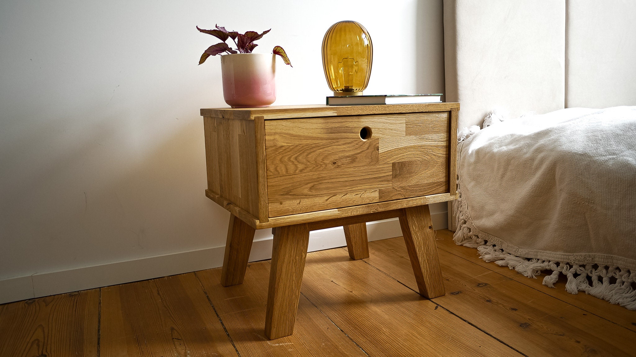 Mid-century Modern Oak Nightstand - Etsy