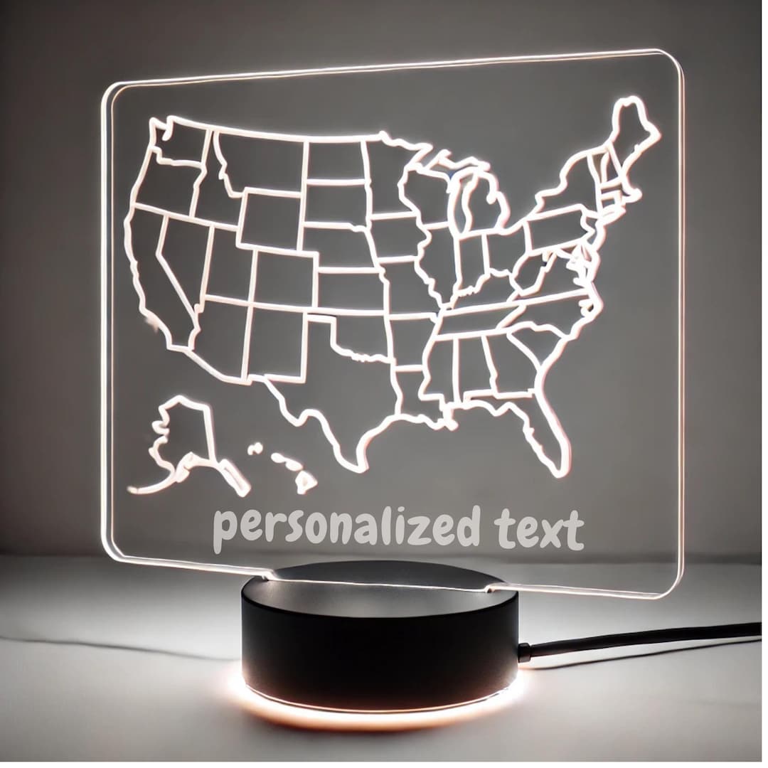 Mapa De Estados Unidos LED Light Custom Acrylic Map Sign Night Light ...