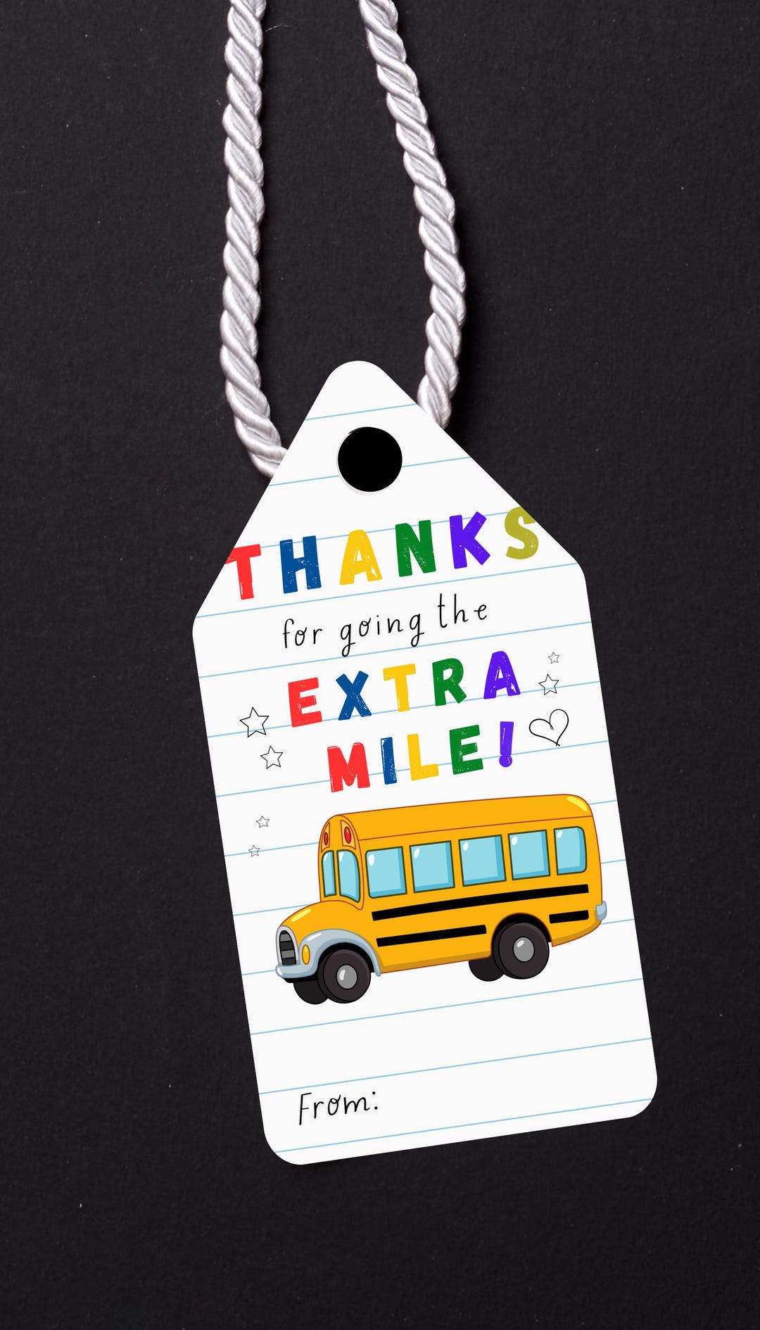 Thanks for Going the Extra Mile Bus Driver Thank You Tag | Printable ...