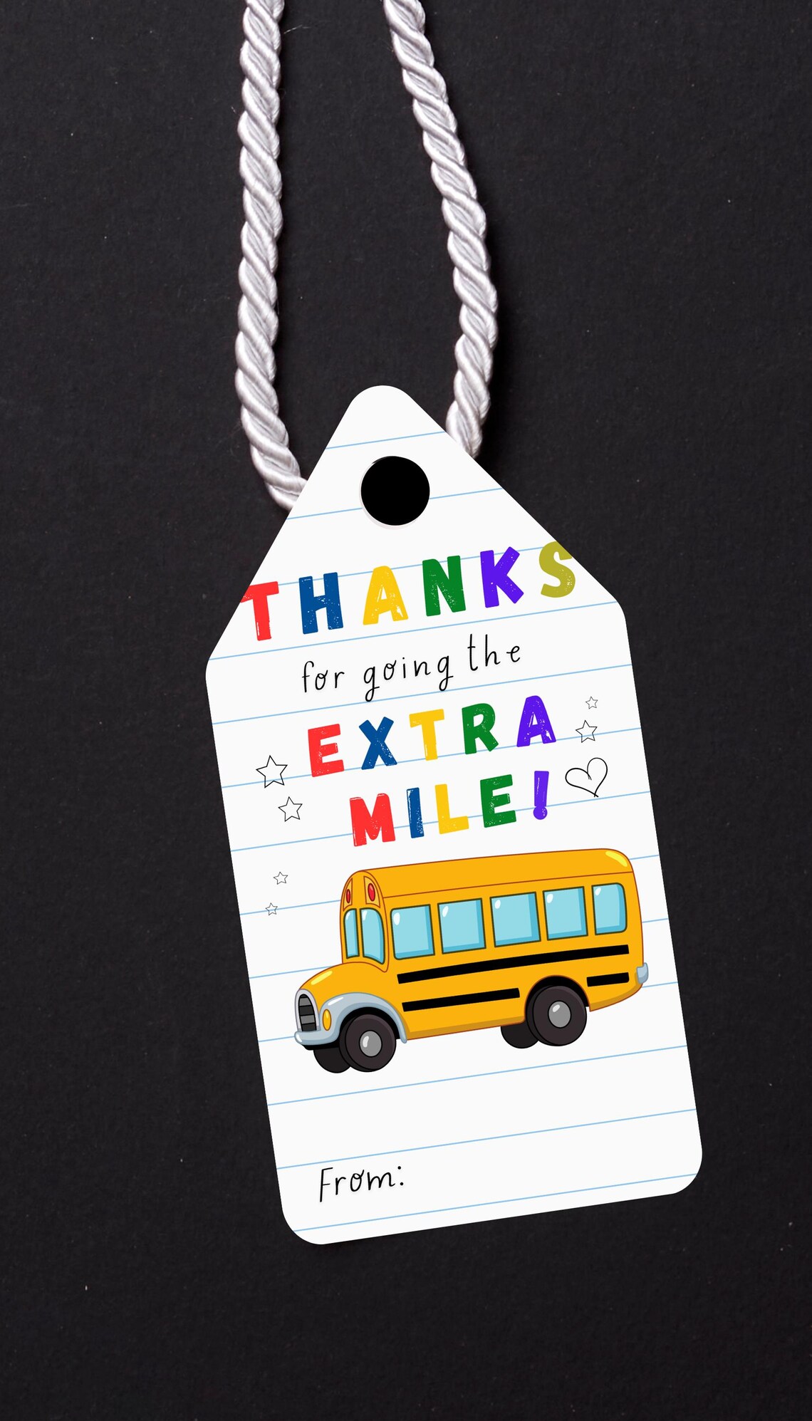 Thanks for Going the Extra Mile Bus Driver Thank You Tag | Printable ...