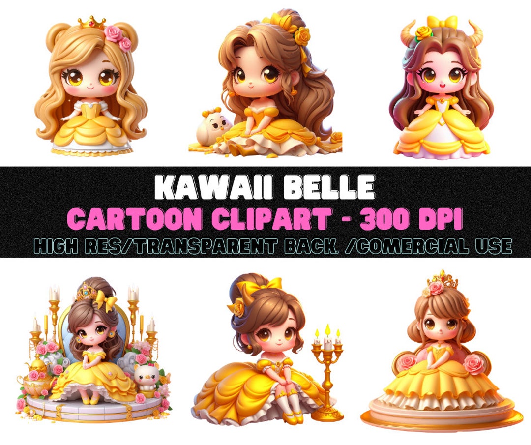 Enchanted Belle Clipart Collection Charming Yellow Princess, Fairytale ...
