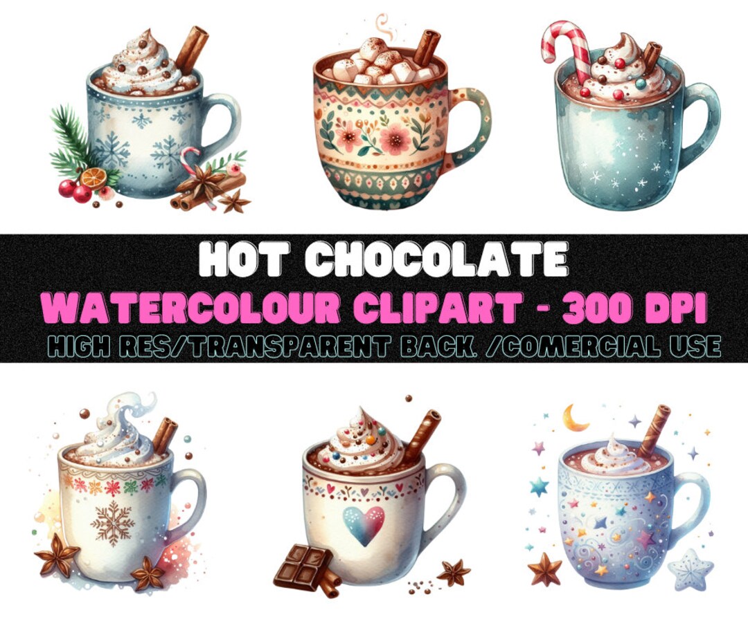 Whimsical Hot Cocoa Clipart Set - Cozy Winter Mugs, Festive Christmas ...