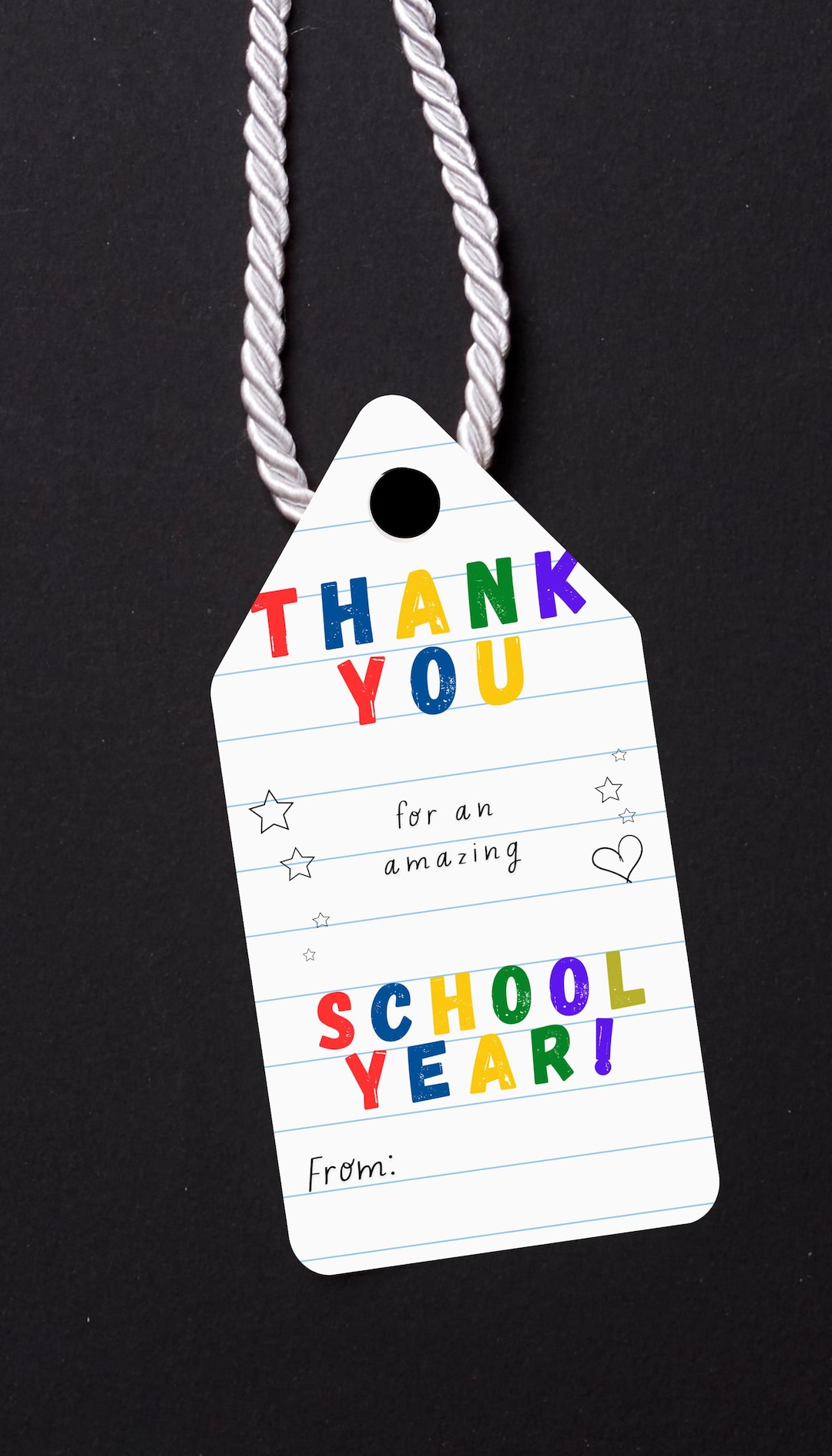 Thank You for A Great School Year Tag | Printable End of School Year ...