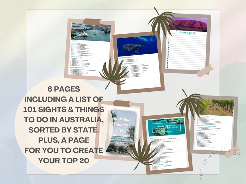 Travel Bucket List Printable & Template | Australia Travel Planner, 101 ...