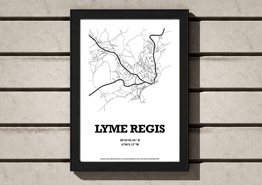 Lyme Regis Minimalist Map Poster to Print at Home - Etsy