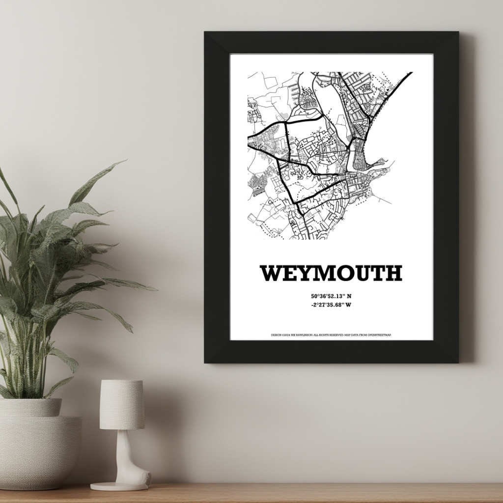 Weymouth Minimalist Map Poster to Print at Home - Etsy