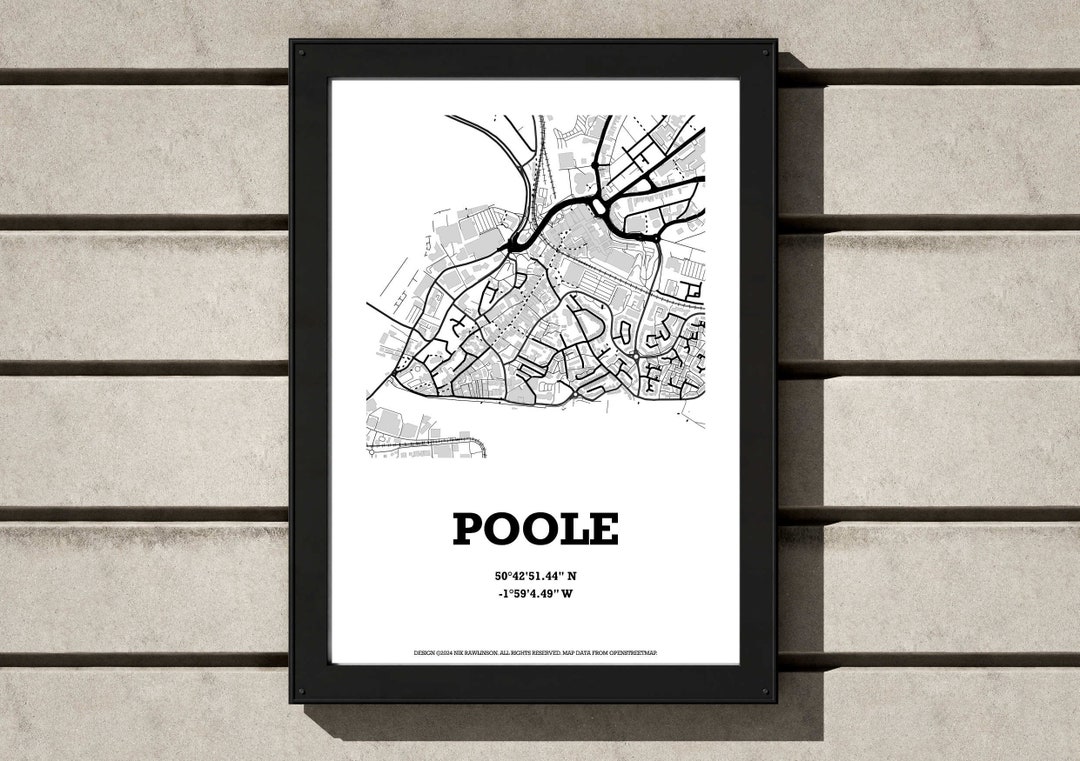 Poole Minimalist Map Poster to Print at Home - Etsy