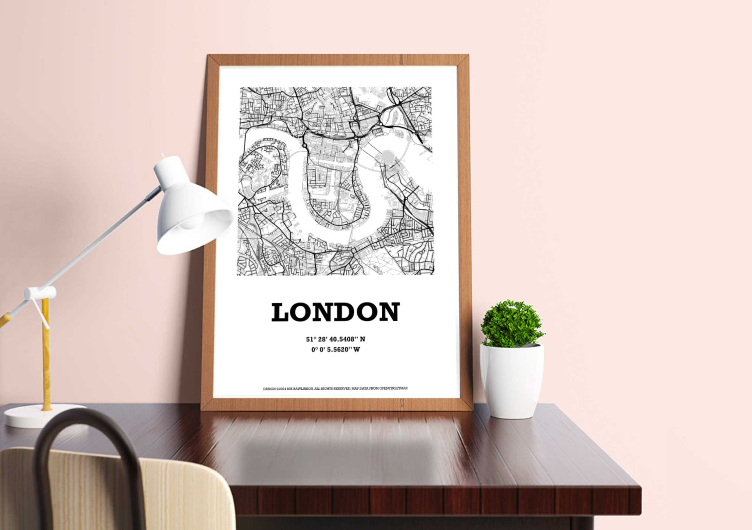 London Minimalist Map Poster to Print at Home - Etsy