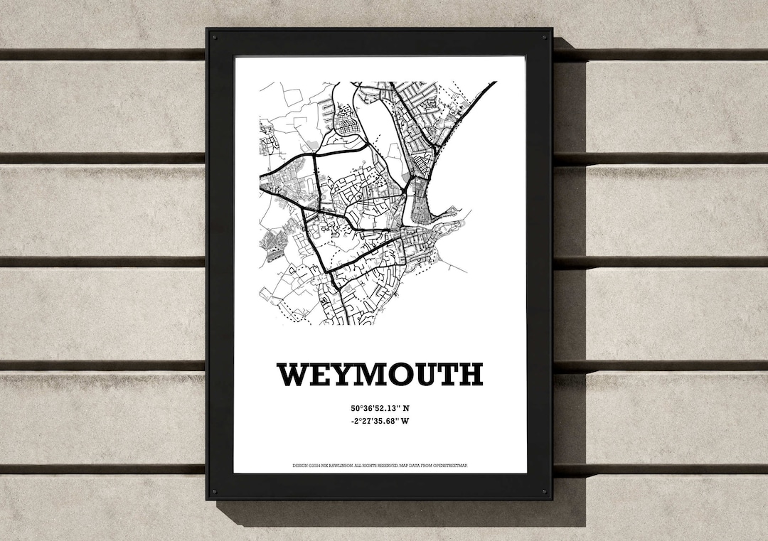 Weymouth Minimalist Map Poster to Print at Home - Etsy
