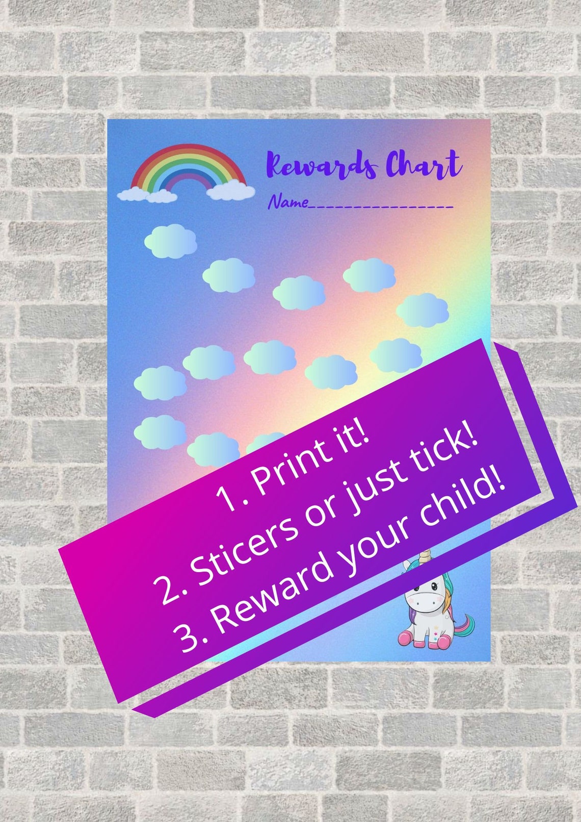 Rainbow Reward Reward Chart Printable Behavior Chart Daily to Do Table ...