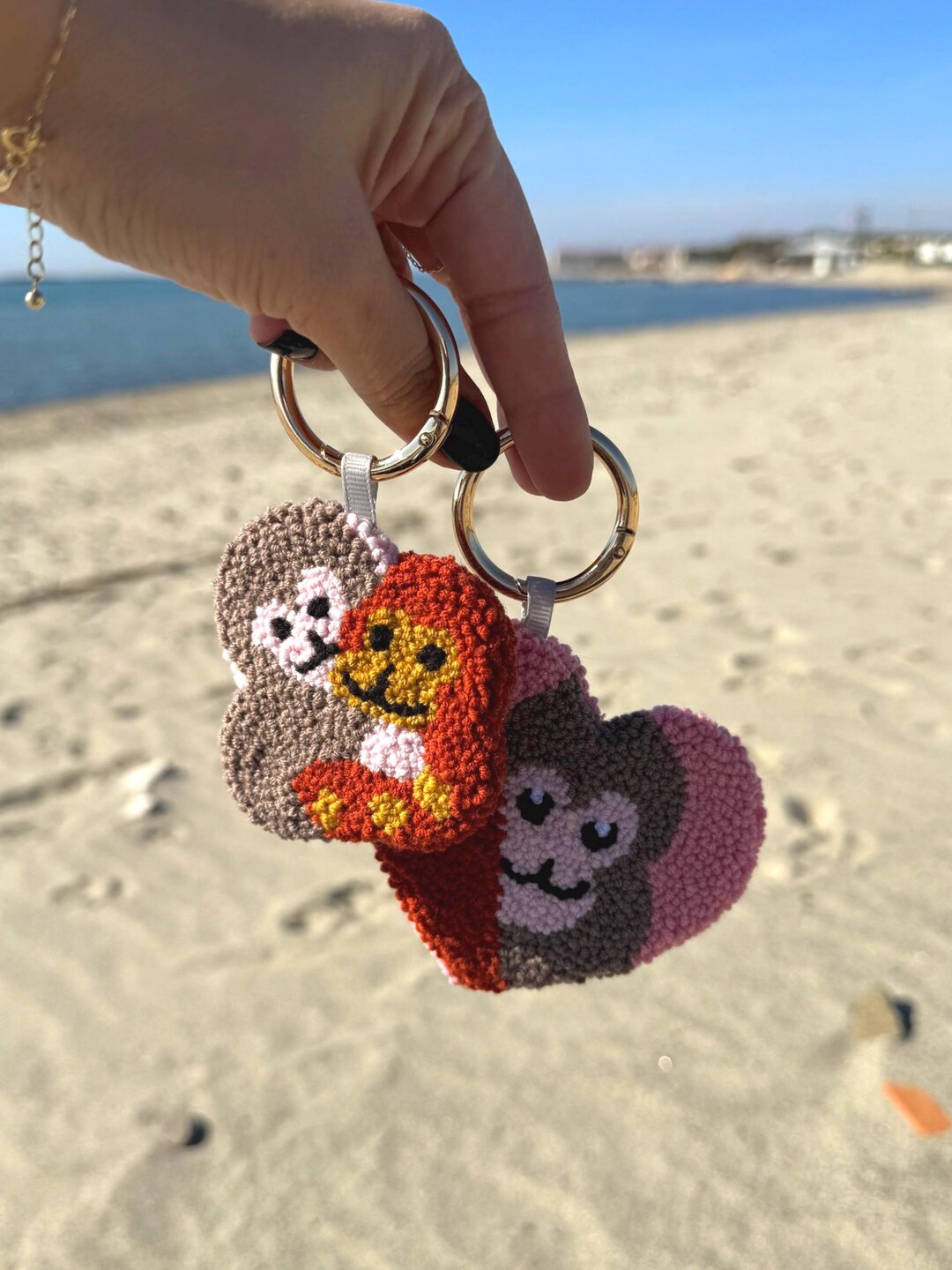 Handmade Punch Needle Monkey Charm – Viral Comfort Gift for Friend - Etsy