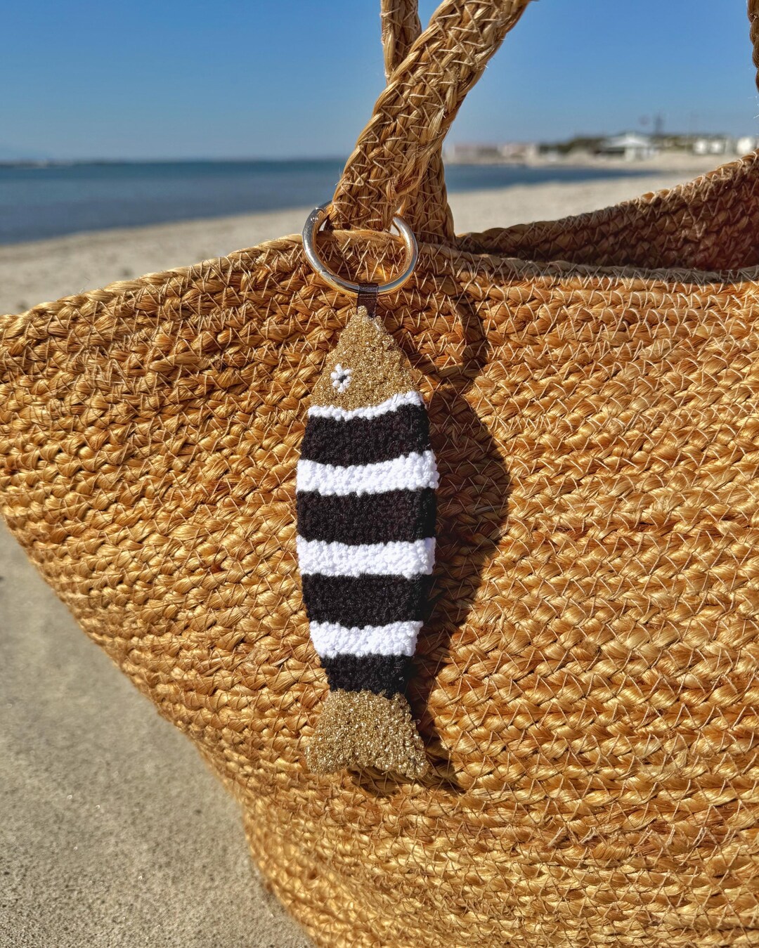 Handmade Punch Needle Sardine Keychain | Nautical Bag Charm - Etsy