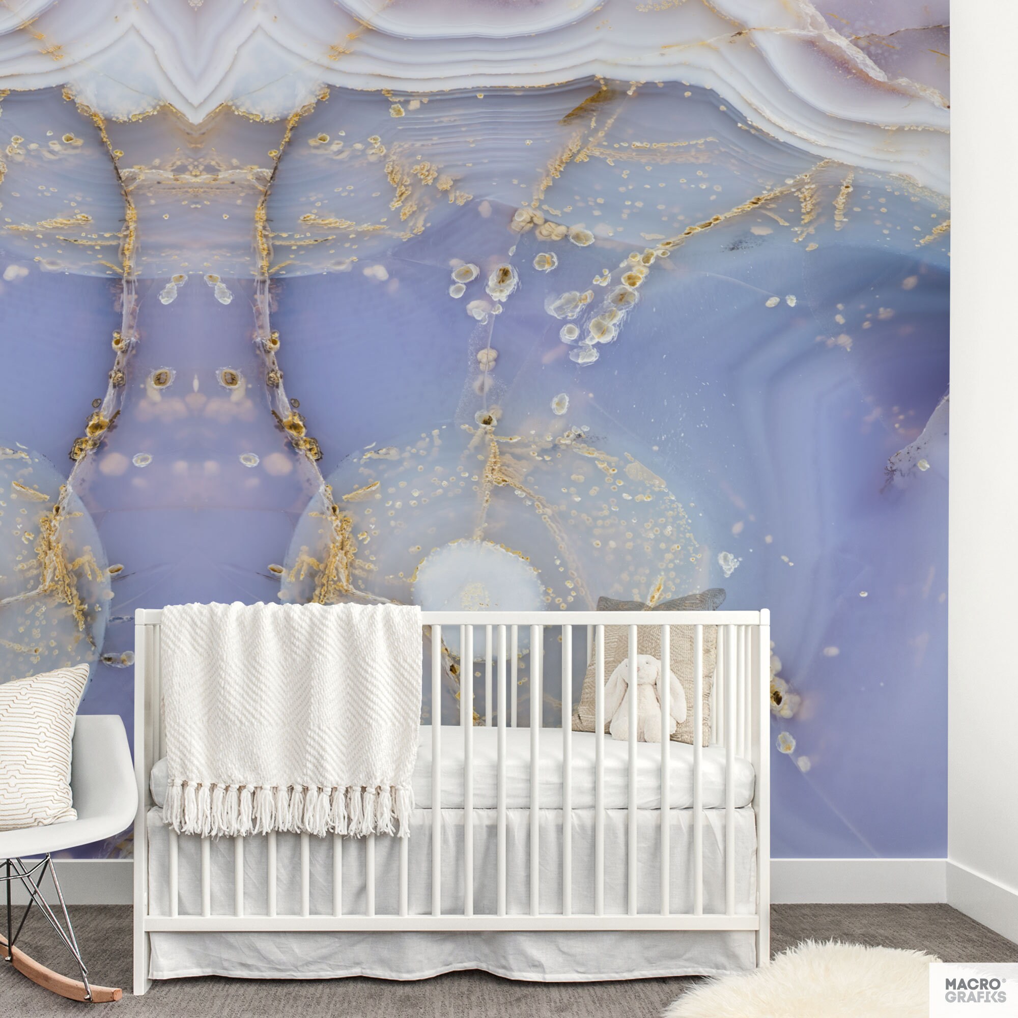 Holly Blue Agate Wallpaper Mural, Mineral Wall Decor for Hotel ...