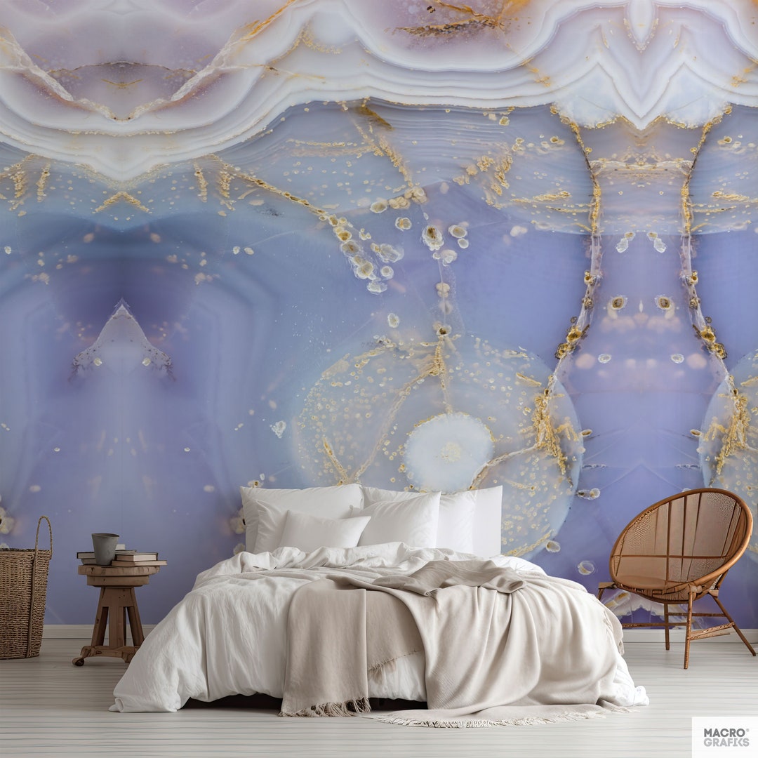 Holly Blue Agate Wallpaper Mural, Mineral Wall Decor for Hotel ...
