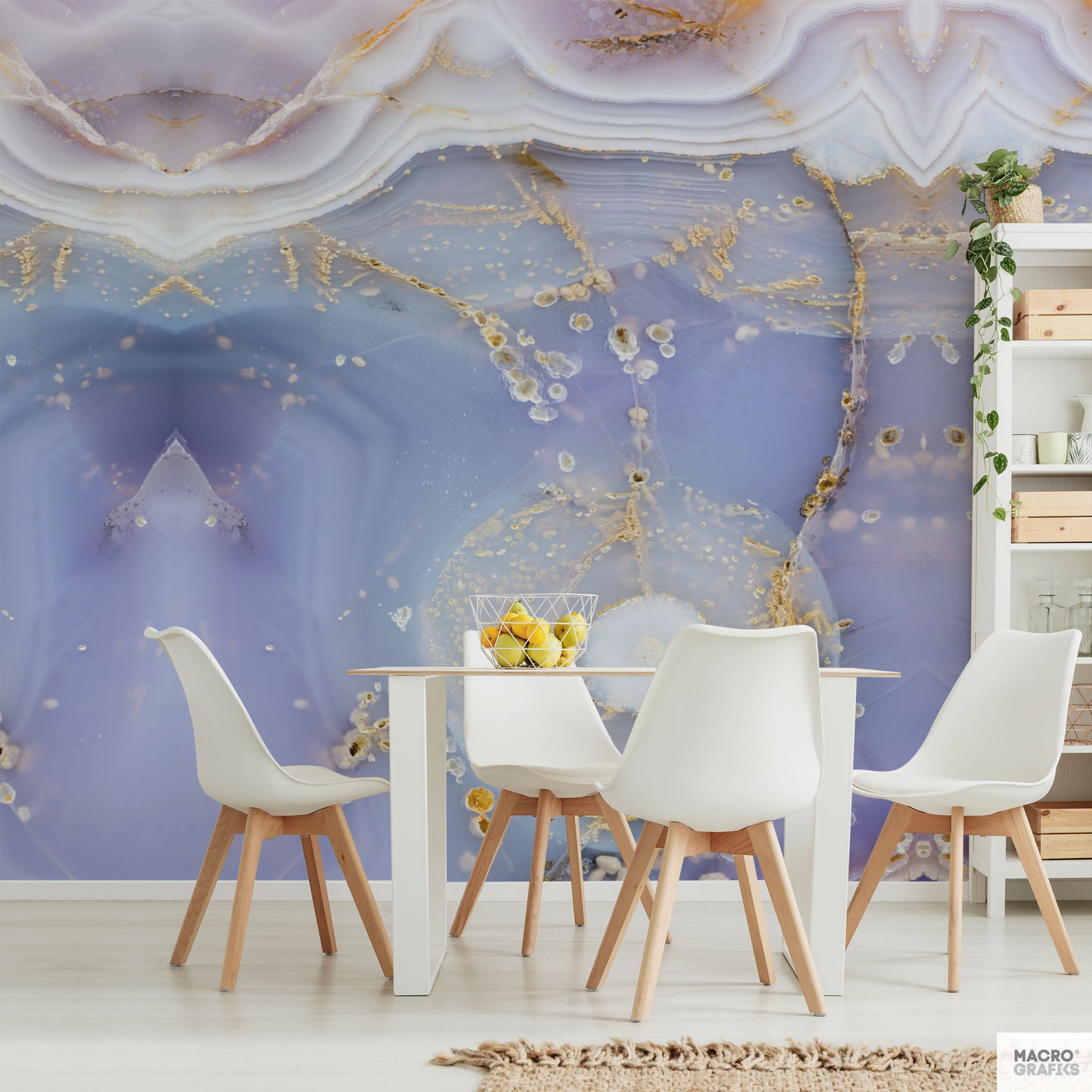 Holly Blue Agate Wallpaper Mural, Mineral Wall Decor for Hotel ...