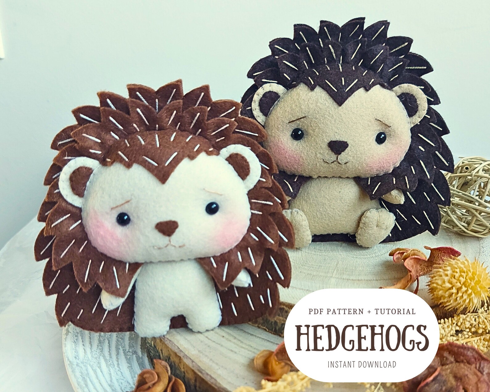Felt Hedgehogs PDF Pattern pdf sewing pattern, woodland animals ...