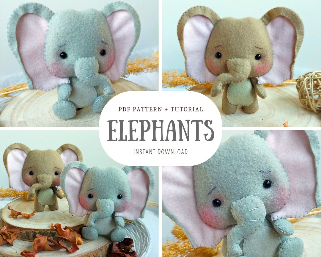 Felt Elephants PDF Pattern pdf Sewing Pattern, Woodland Animals, Digital Downloads Pattern ...