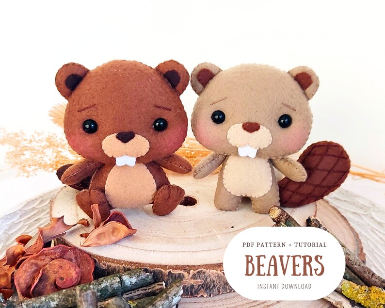 Felt Beavers PDF Pattern pdf sewing pattern, woodland animals, digital ...