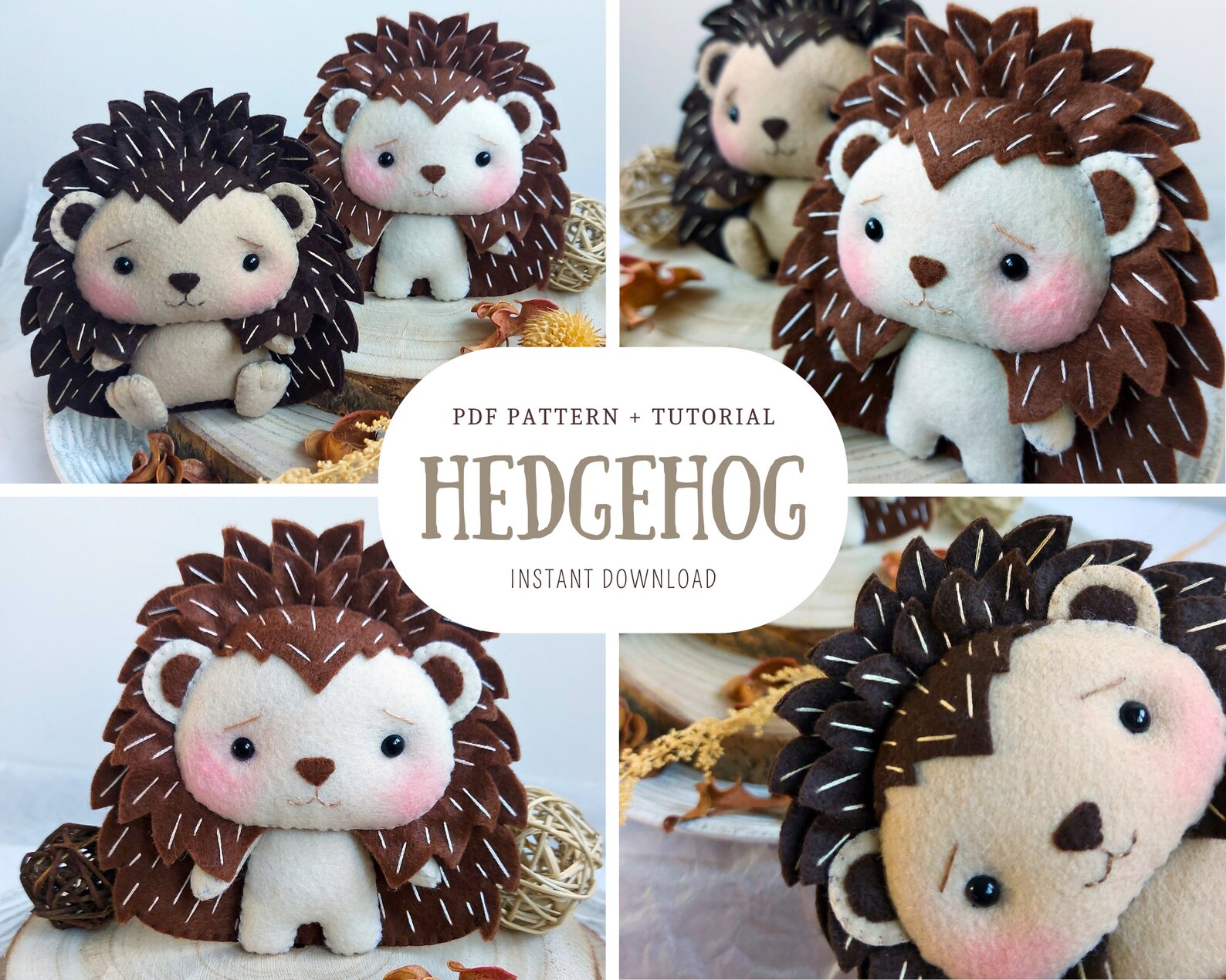 Felt Hedgehogs PDF Pattern pdf sewing pattern, woodland animals, digital downloads pattern ...