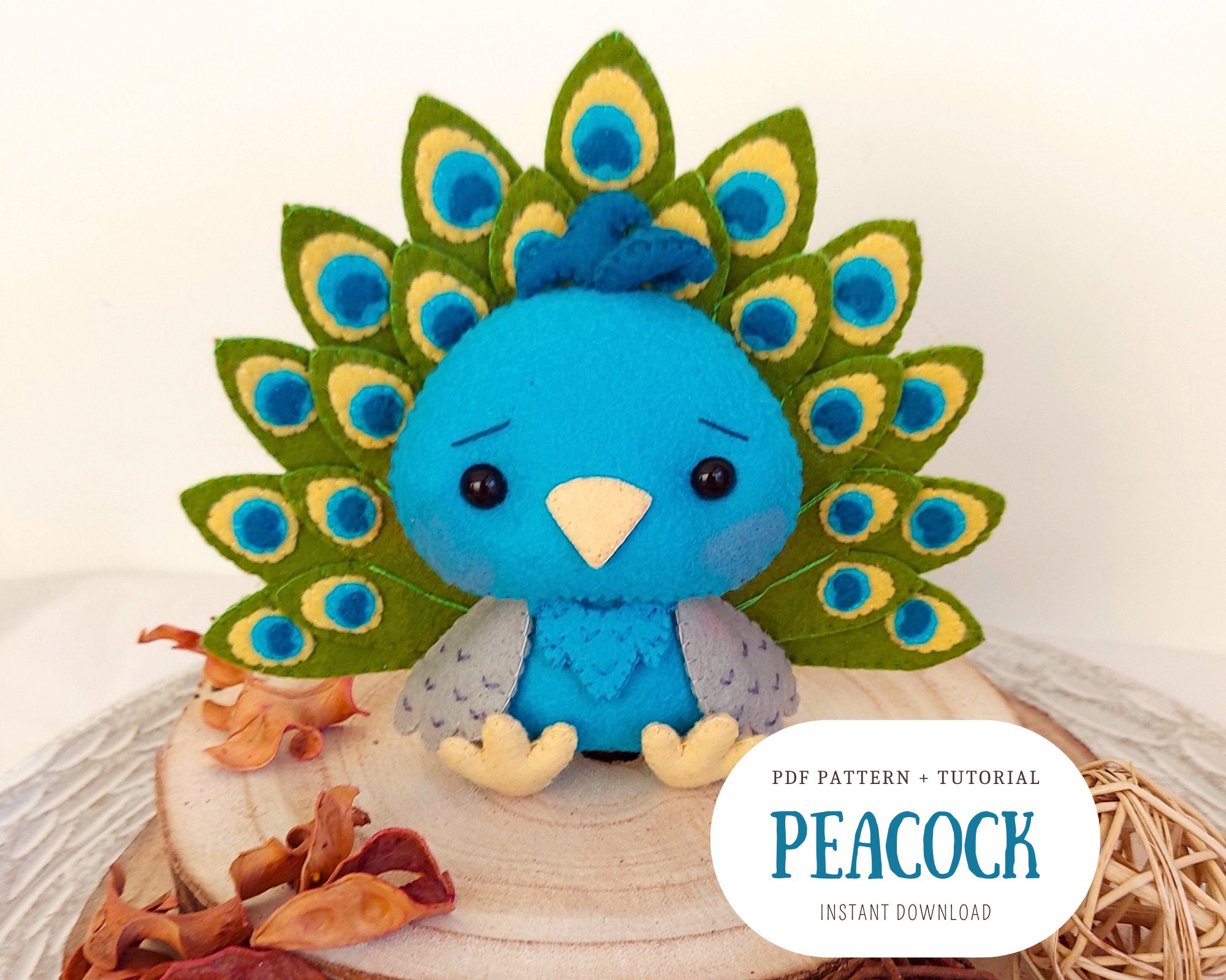 Felt Peacock PDF Pattern pdf Sewing Pattern, Woodland Animals, Digital ...