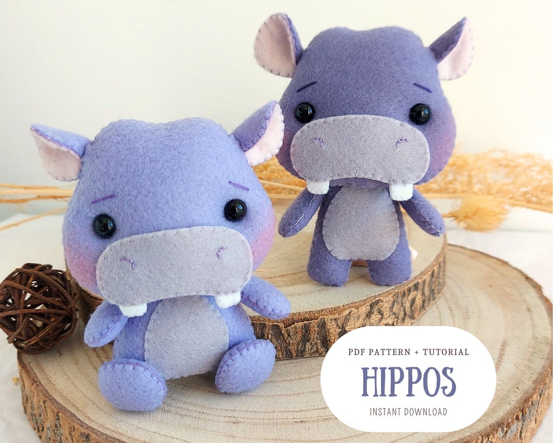 Felt Hippos PDF Pattern pdf Sewing Pattern, Woodland Animals, Digital Downloads Pattern ...