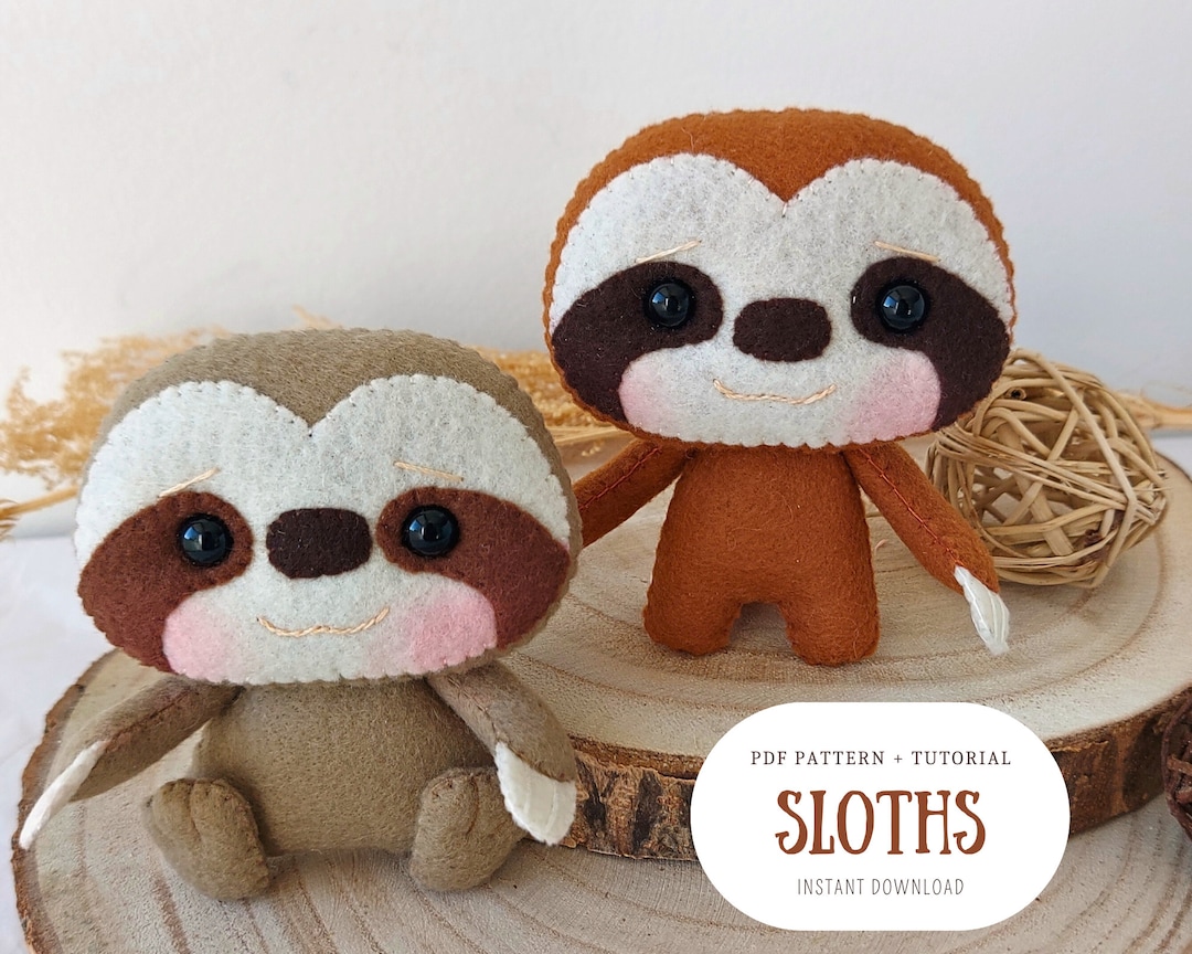 Felt Sloths PDF Pattern pdf Sewing Pattern, Woodland Animals, Digital ...