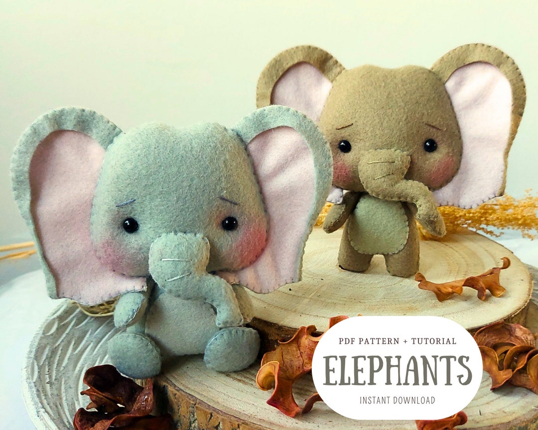 Felt Elephants PDF Pattern pdf Sewing Pattern, Woodland Animals, Digital Downloads Pattern ...