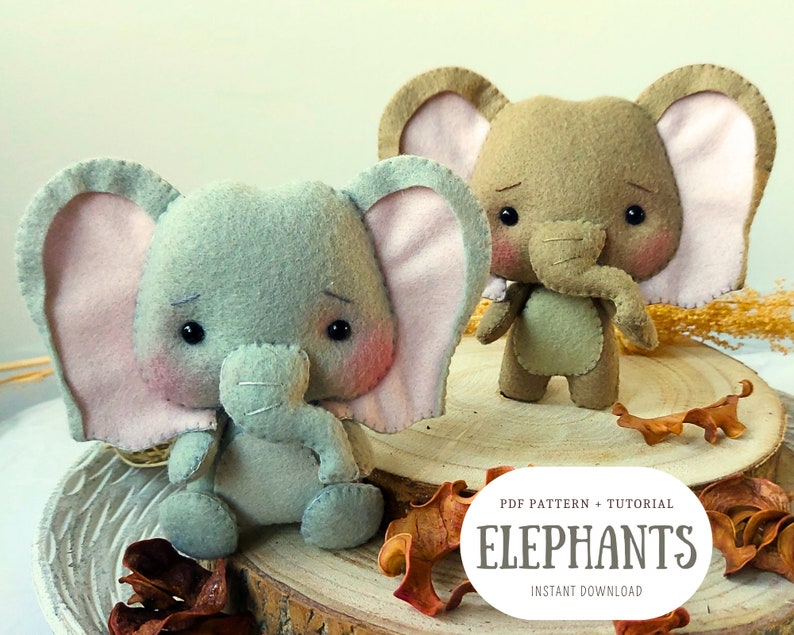 Felt Elephants PDF Pattern pdf Sewing Pattern, Woodland Animals, Digital Downloads Pattern ...