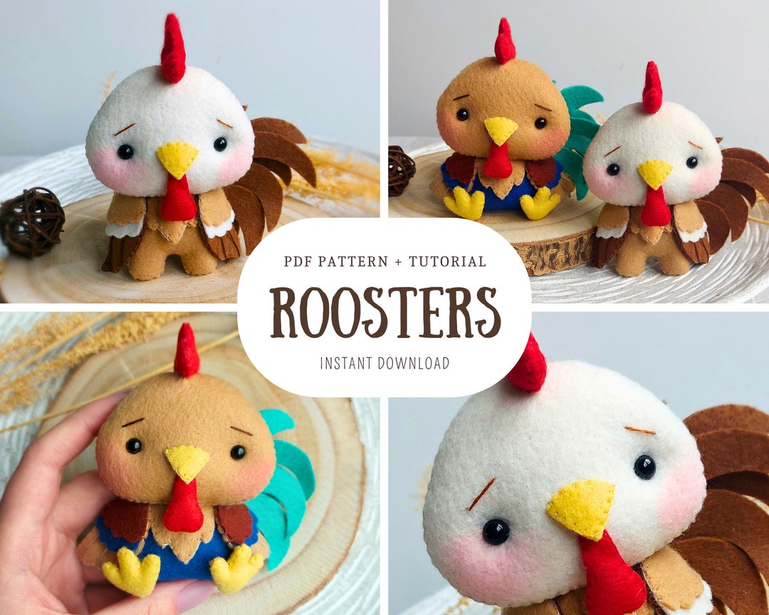 Felt Roosters PDF Pattern pdf Sewing Pattern, Woodland Animals, Digital ...