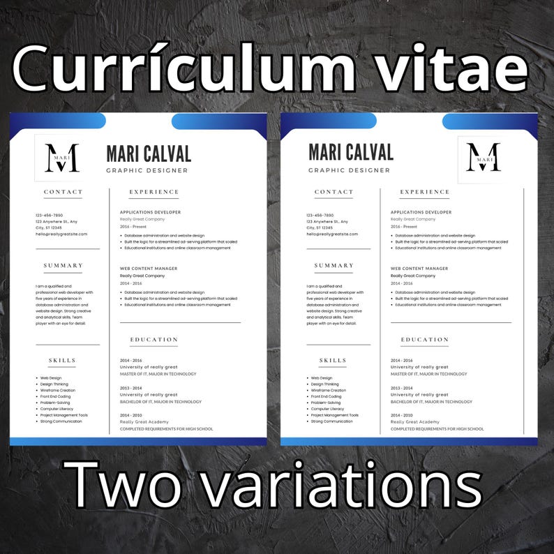 Editable and Customizable Curriculum Vitae Template | Professional CV ...