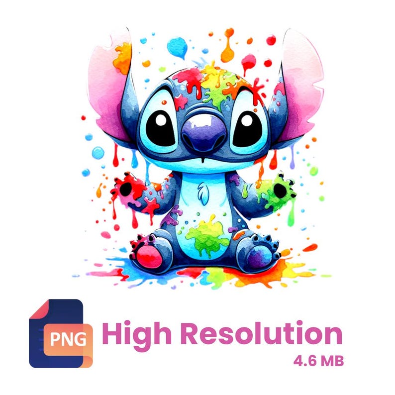 Stitch PNG Bundle – 16 Watercolor & Splash Clipart – High-resolution ...