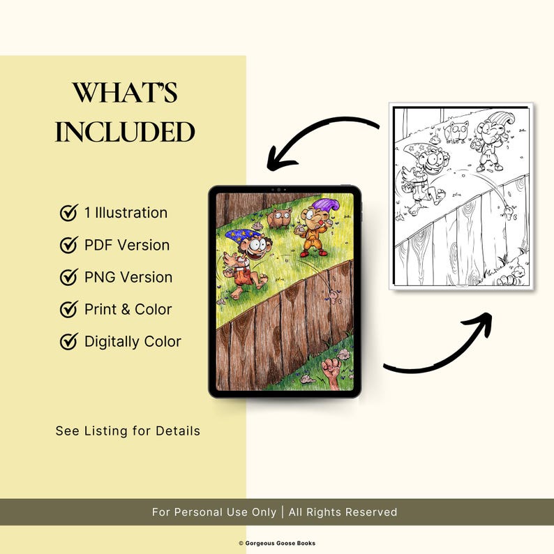 Gnomes Doing Chores Coloring Page Dog Poo Pickup Chores G102 - Etsy