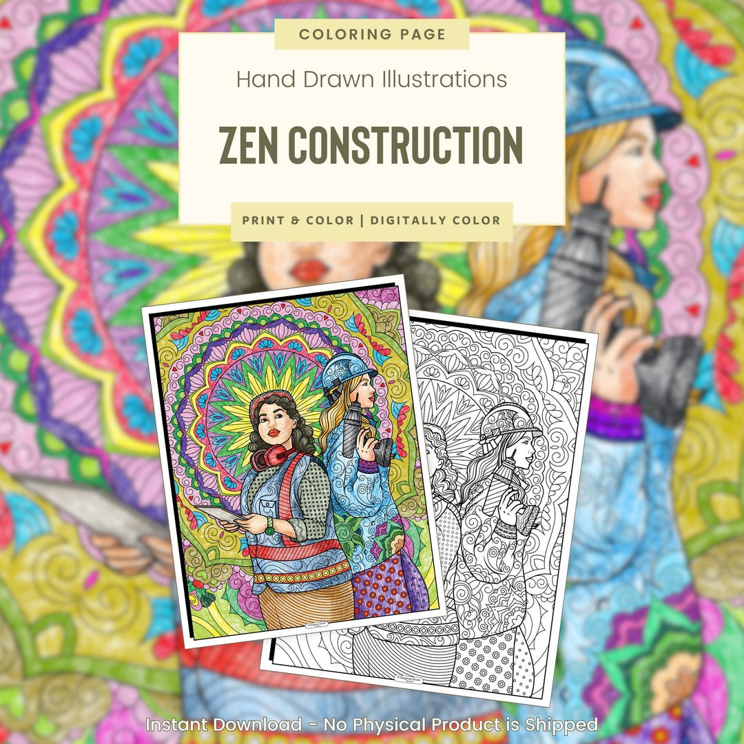 Women in Construction, Printable Coloring Pages for Adults and Kids ...