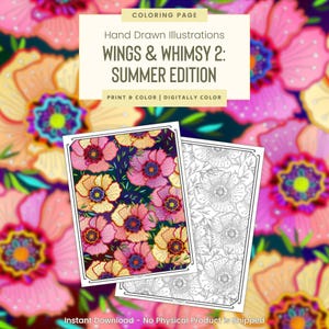 Perennial Flowers, Hand Drawn Printable Coloring Pages for Adults ...