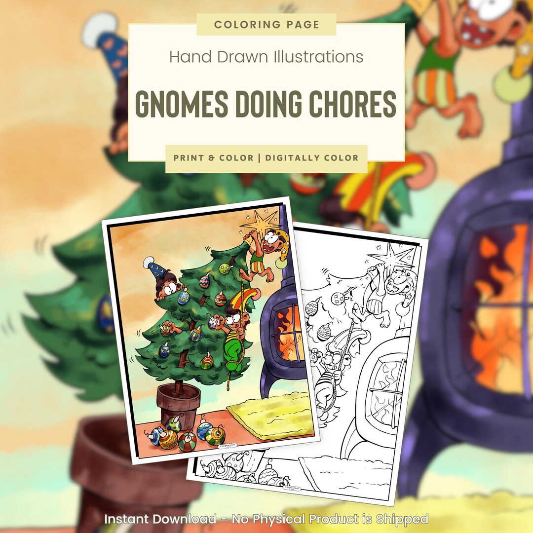 Christmas Tree Gnomes, Coloring Pages for Kids, Printable Activity ...