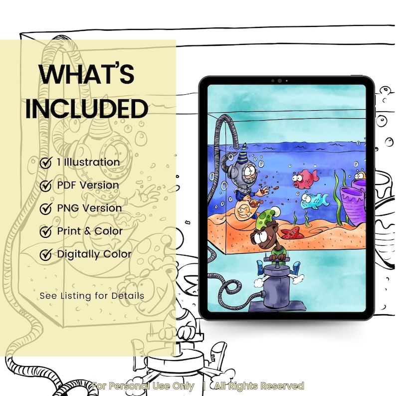 Fish Tank Gnomes, Coloring Pages for Kids, Printable Activity Sheet ...
