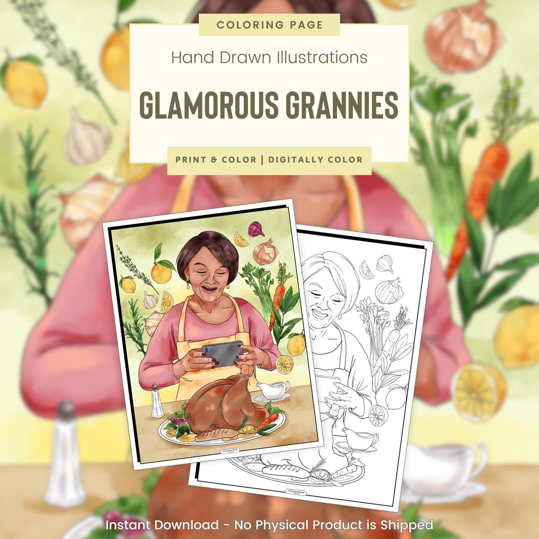 Thanksgiving Dinner Granny, Printable Coloring Pages, Coloring Pages ...