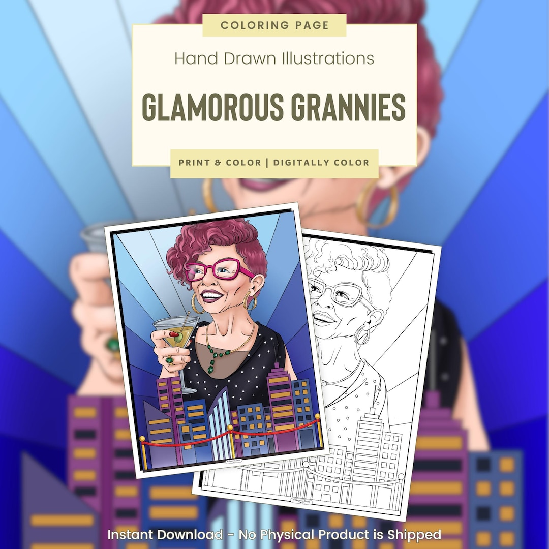 Nightlife Granny, Printable Coloring Pages, Coloring Pages for Adults ...