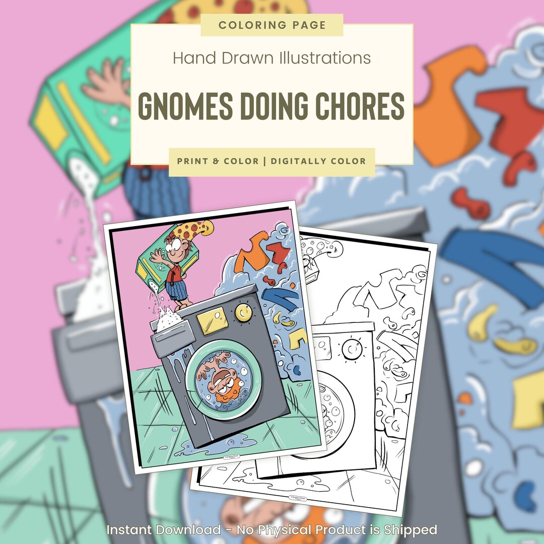 Laundry Service Gnomes, Coloring Pages for Kids, Printable Activity ...