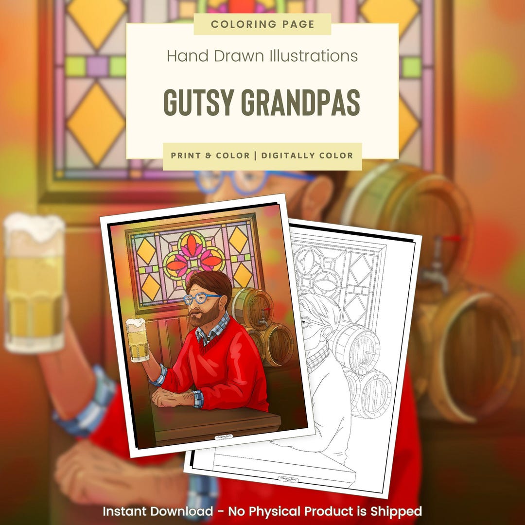Irish Pub Grandpa, Beer Mug, Printable Coloring Pages, People Coloring ...